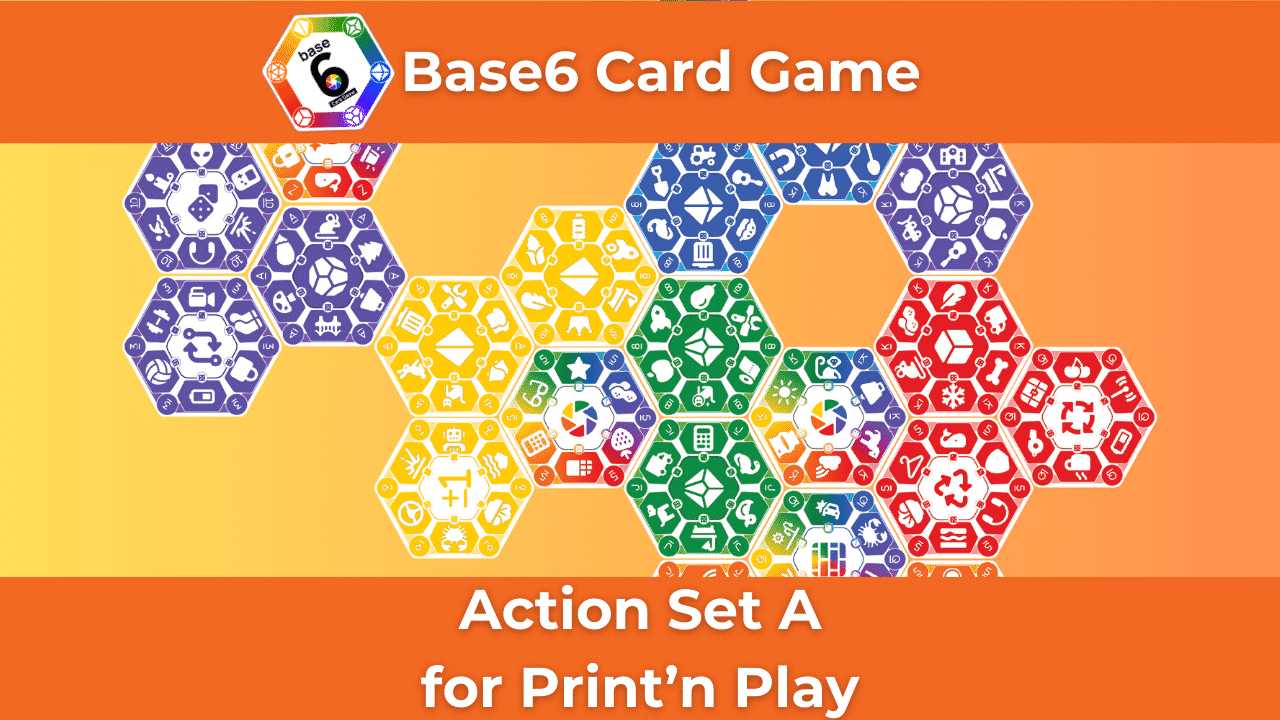 Base6 Card Game Action Set A for Print and Play - Base6 Card Game